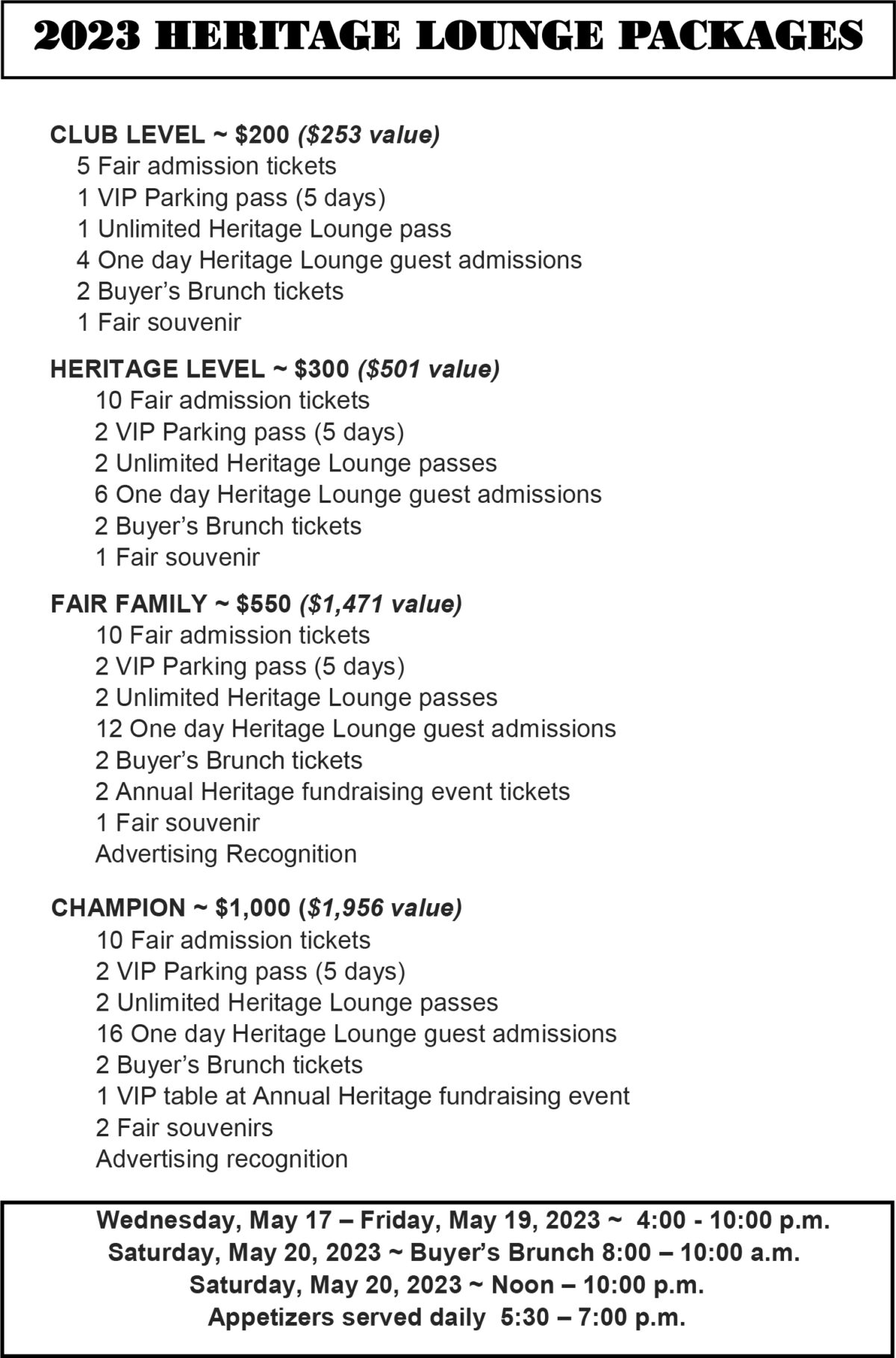 Heritage Lounge – Porterville Fair